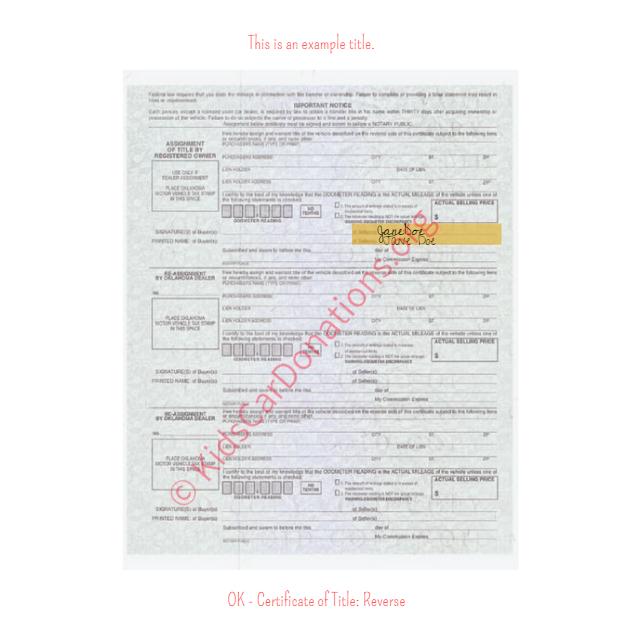 Oklahoma Vehicle Titles | Kids Car Donations