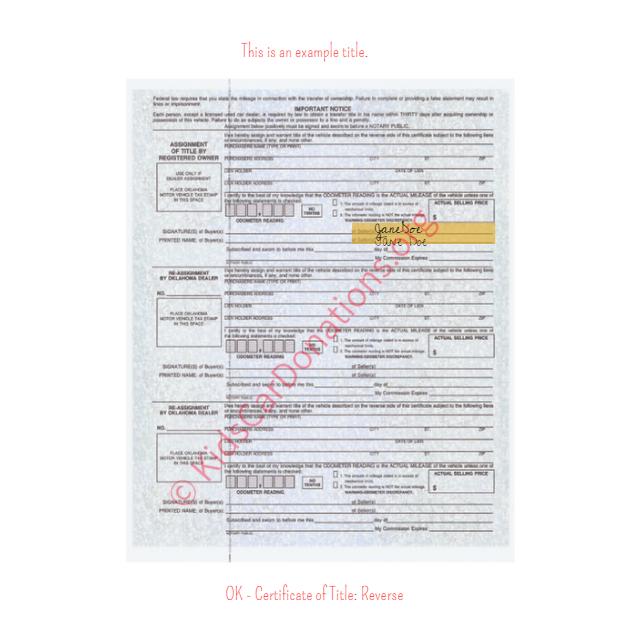 Oklahoma Vehicle Titles | Kids Car Donations