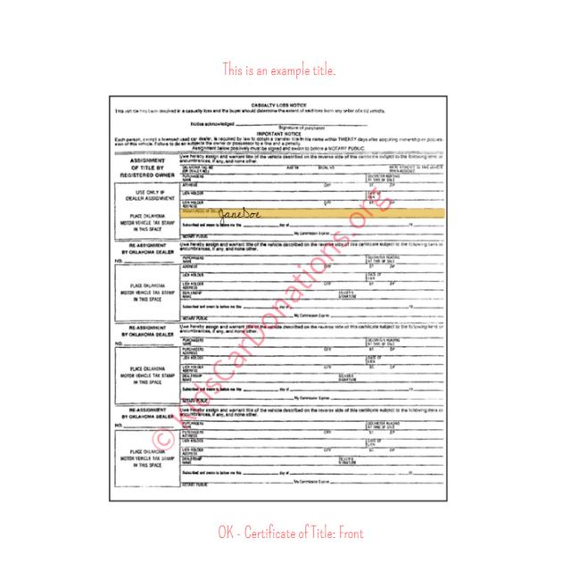 Oklahoma Vehicle Titles | Kids Car Donations