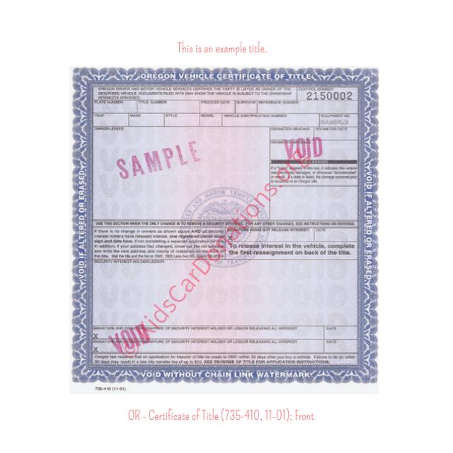 Oregon Vehicle Titles | Kids Car Donations