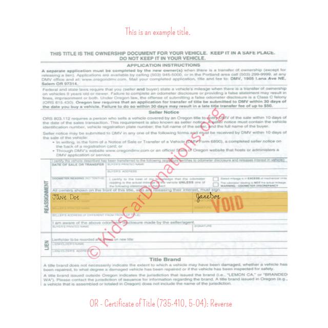 Oregon Vehicle Titles | Kids Car Donations