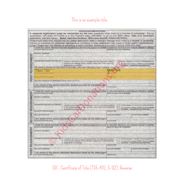 Oregon Vehicle Titles | Kids Car Donations