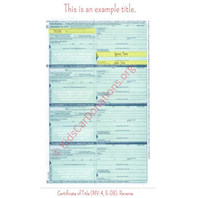 Pennsylvania Vehicle Titles | Kids Car Donations