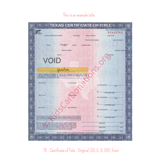 Texas Vehicle Titles | Kids Car Donations