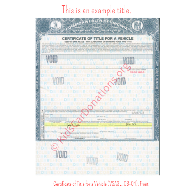 Virginia Vehicle Titles | Kids Car Donations