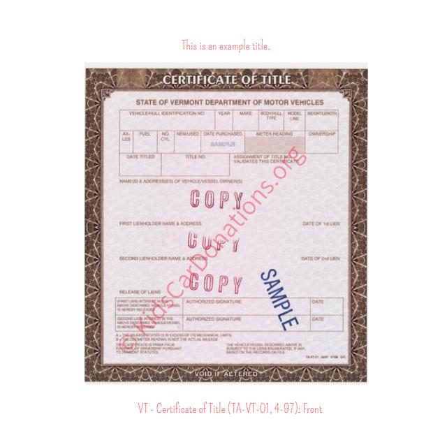 Vermont Vehicle Titles | Kids Car Donations