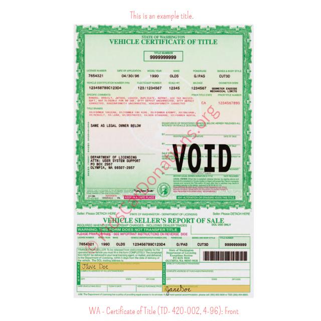 Washington Vehicle Titles | Kids Car Donations