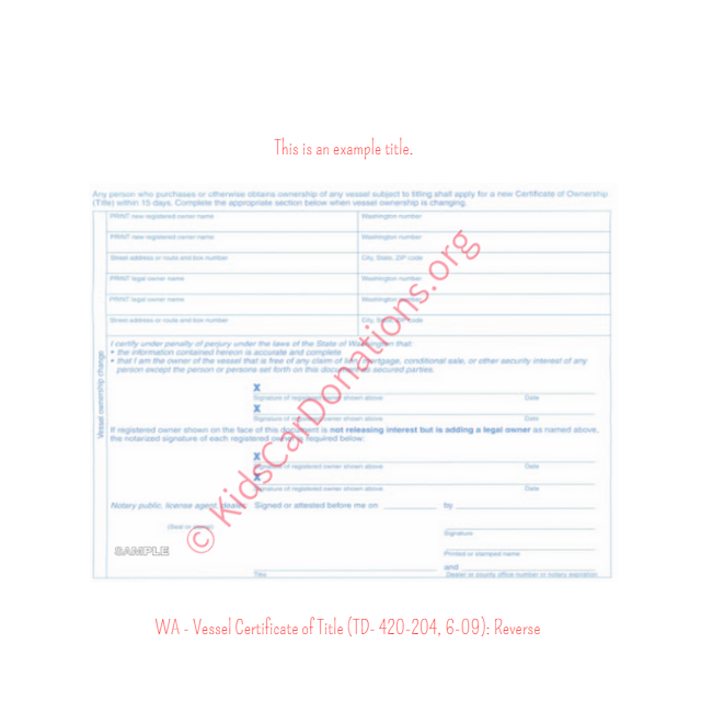 Washington Vehicle Titles | Kids Car Donations