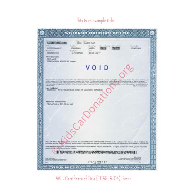 Wisconsin Vehicle Titles | Kids Car Donations