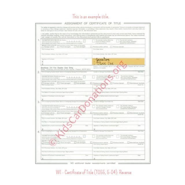 Wisconsin Vehicle Titles | Kids Car Donations